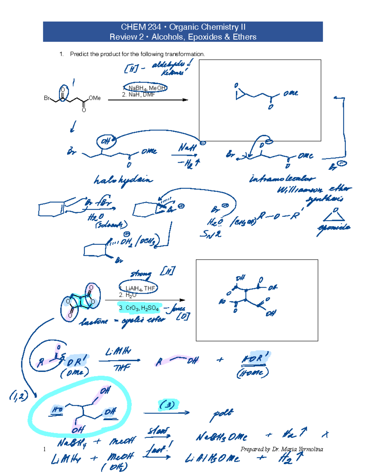 234 - R2 Alcohols Epoxides and Ethers Key - Review 2 • Alcohols ...
