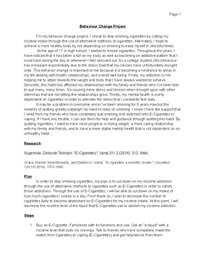 Behavior Change Project Part AB - Behaviour Change Project: Part A For ...