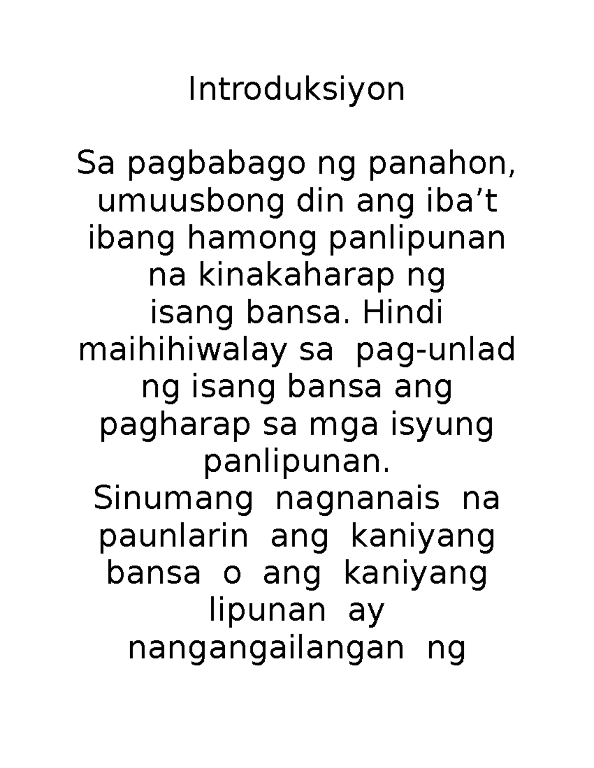 Introduksiyon - reporting - Introduksiyon Sa pagbabago ng panahon, umuusbong din ang iba’t ibang ...