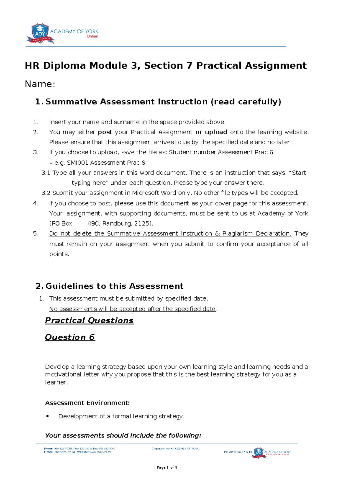 DHRM3S7 summative - Assessment - HR Diploma Module 3, Section 7 ...