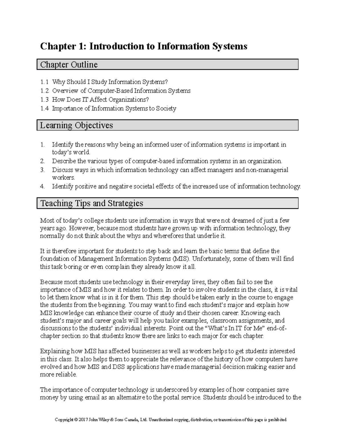 Information System Chapter 01 - Chapter 1: Introduction to Information ...