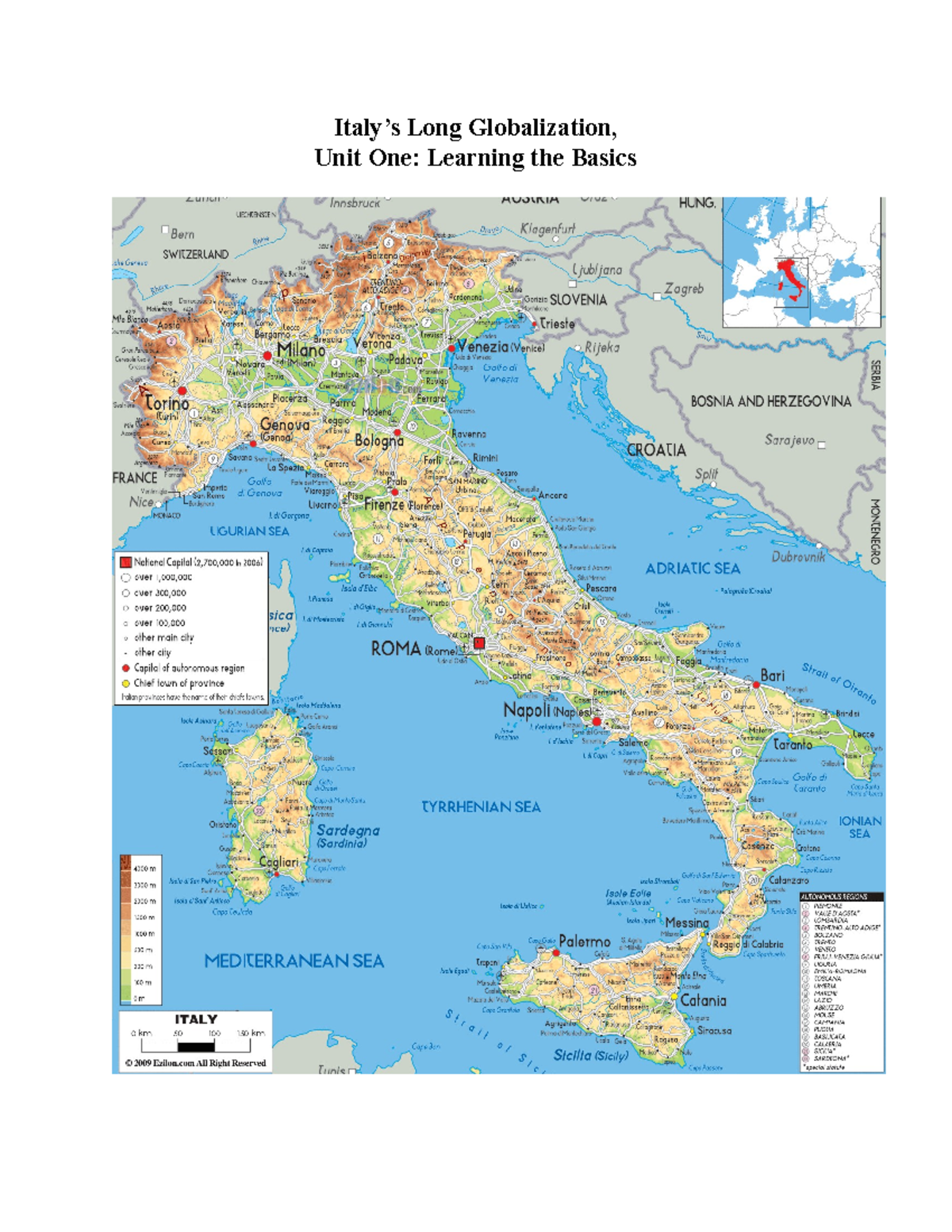 HIST 4800 - Italy - Unit One - Italy’s Long Globalization, Unit One ...