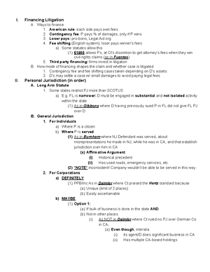 Civil Procedure Outline - PLEADINGS: COMPLAINT I. Must contain: 1 ...