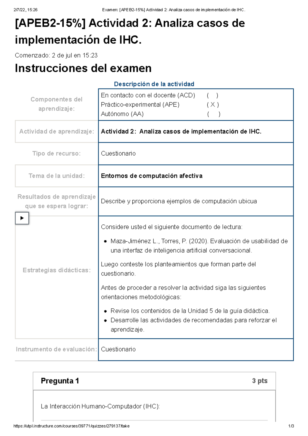 Examen [APEB 2-15%] Actividad 2 Analiza casos de implementación de IHC 9-10 - - Studocu