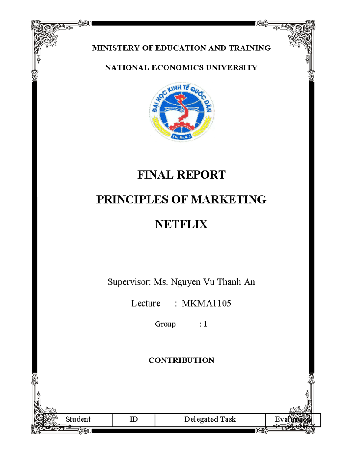 Netflix- Marketing- Environment - MINISTERY OF EDUCATION AND TRAINING ...