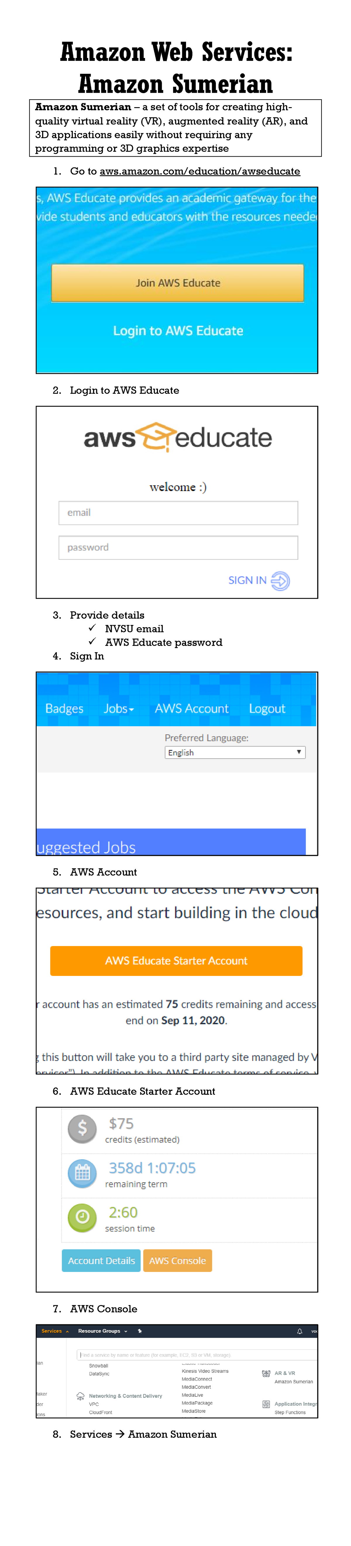 IT PEC 2 - AWS - Sumerian - First Chapter - Amazon Web Services: Amazon Sumerian Amazon Sumerian ...