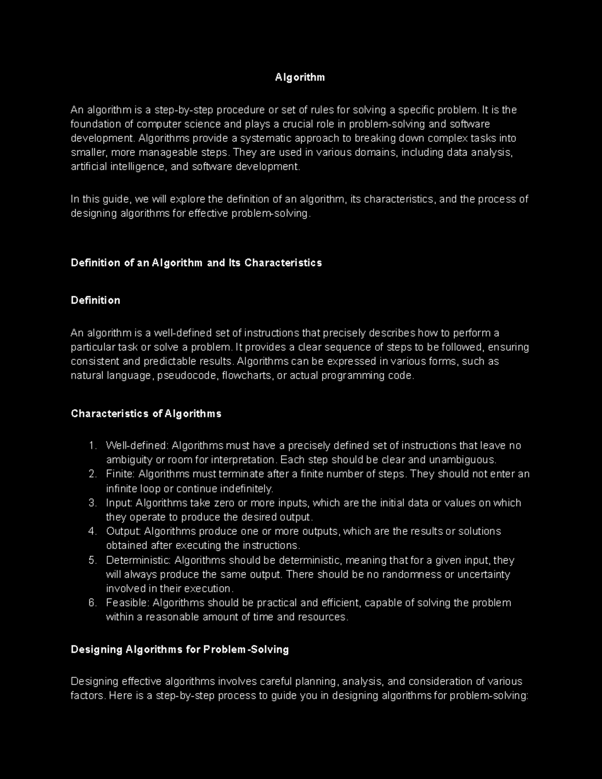 FOPR- Prelim - aha - Algorithm An algorithm is a step-by-step procedure or set of rules for ...