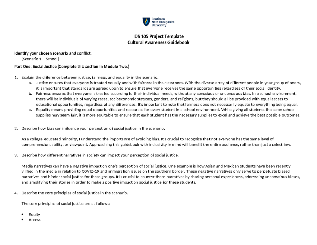 IDS105 Template Module 5 - IDS 105 Project Template Cultural Awareness ...