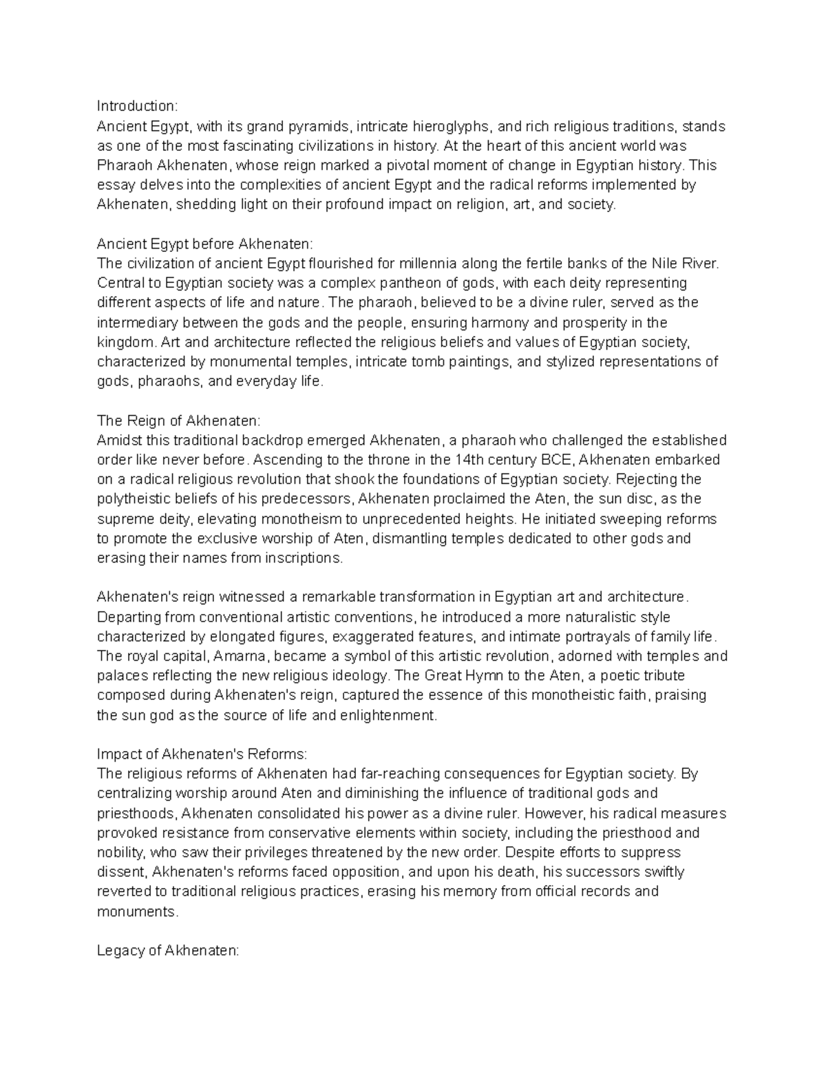 Untitled document - jnjnun - Introduction: Ancient Egypt, with its ...