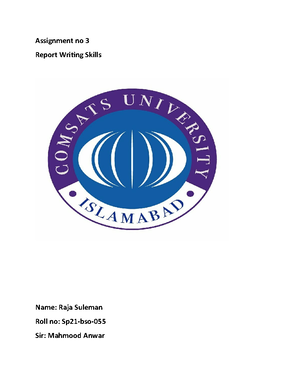 Mujahid Umar SP21-BSO-044 - SP21-BS0- MUHAMMAD MUJAHID UMAR PBL Sequence: - Studocu