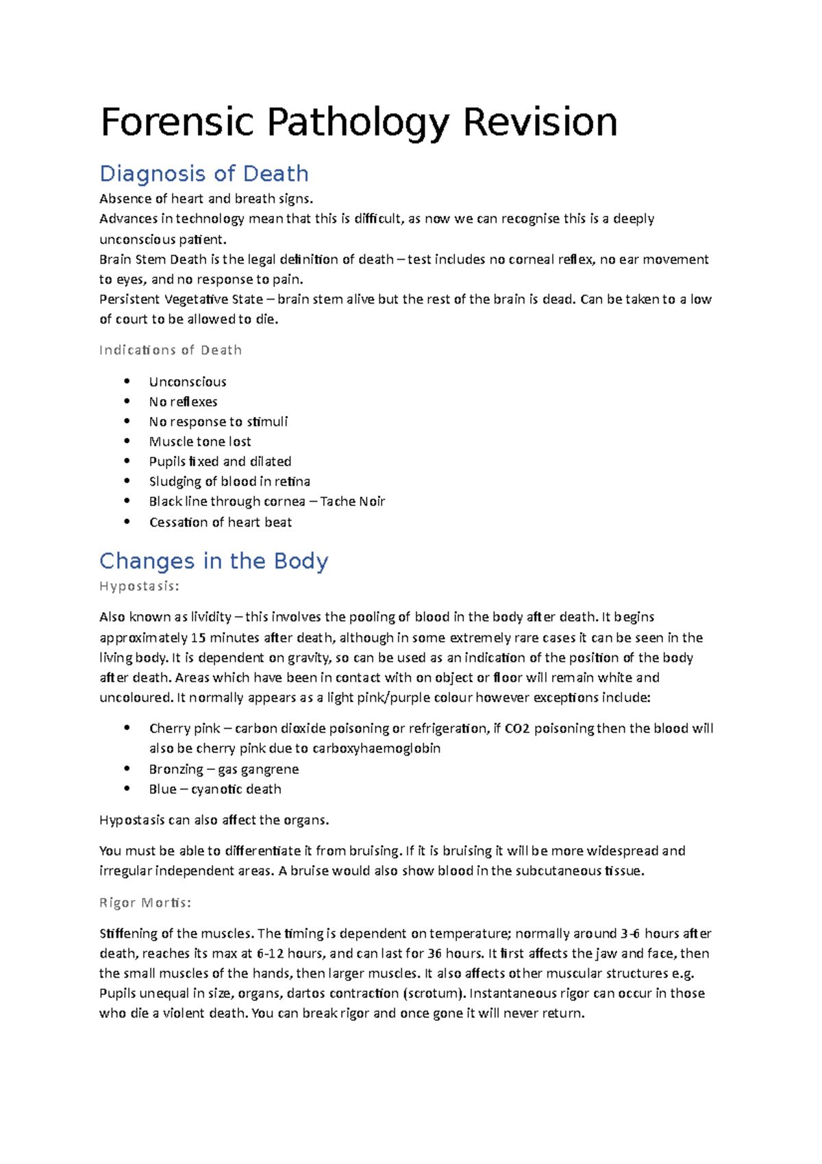 Forensic Pathology Revision - Forensic Pathology Revision Diagnosis of ...