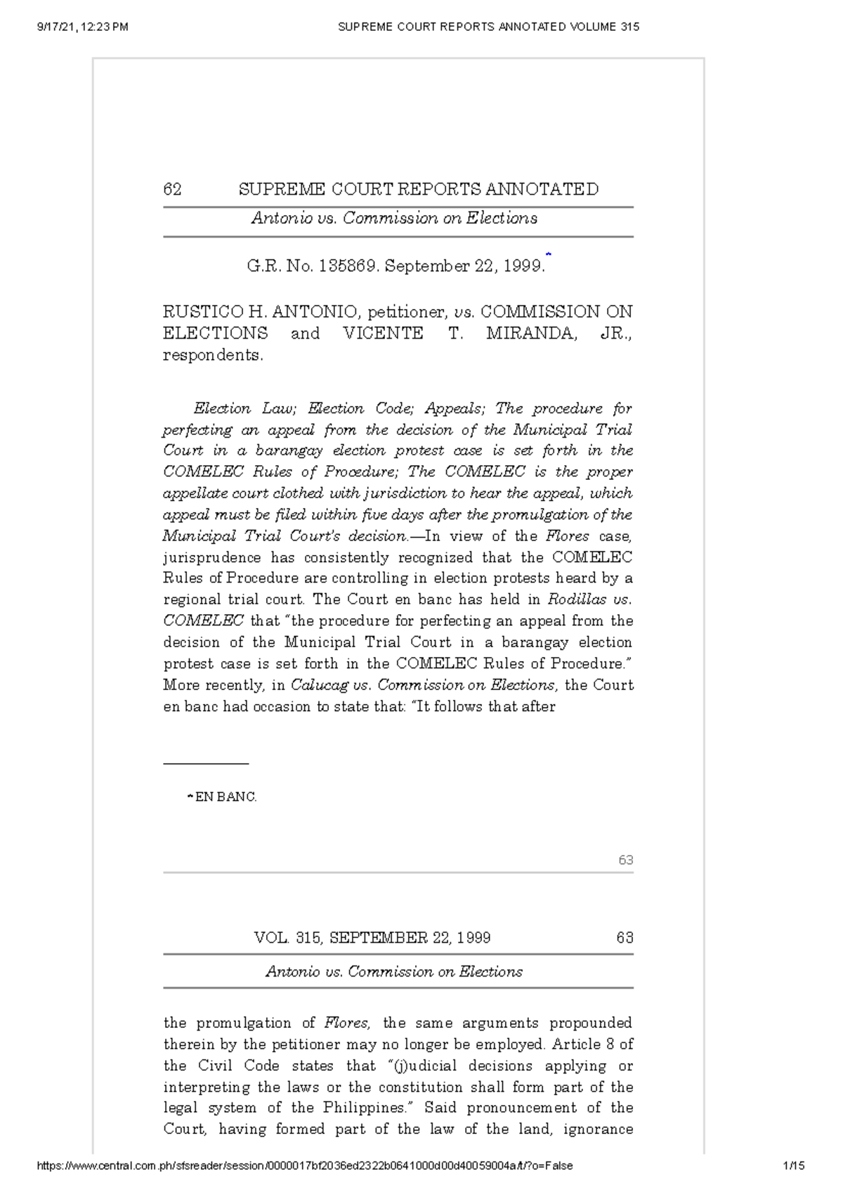 Antonio v. Miranda Full text from Escra - 62 SUPREME COURT REPORTS ...