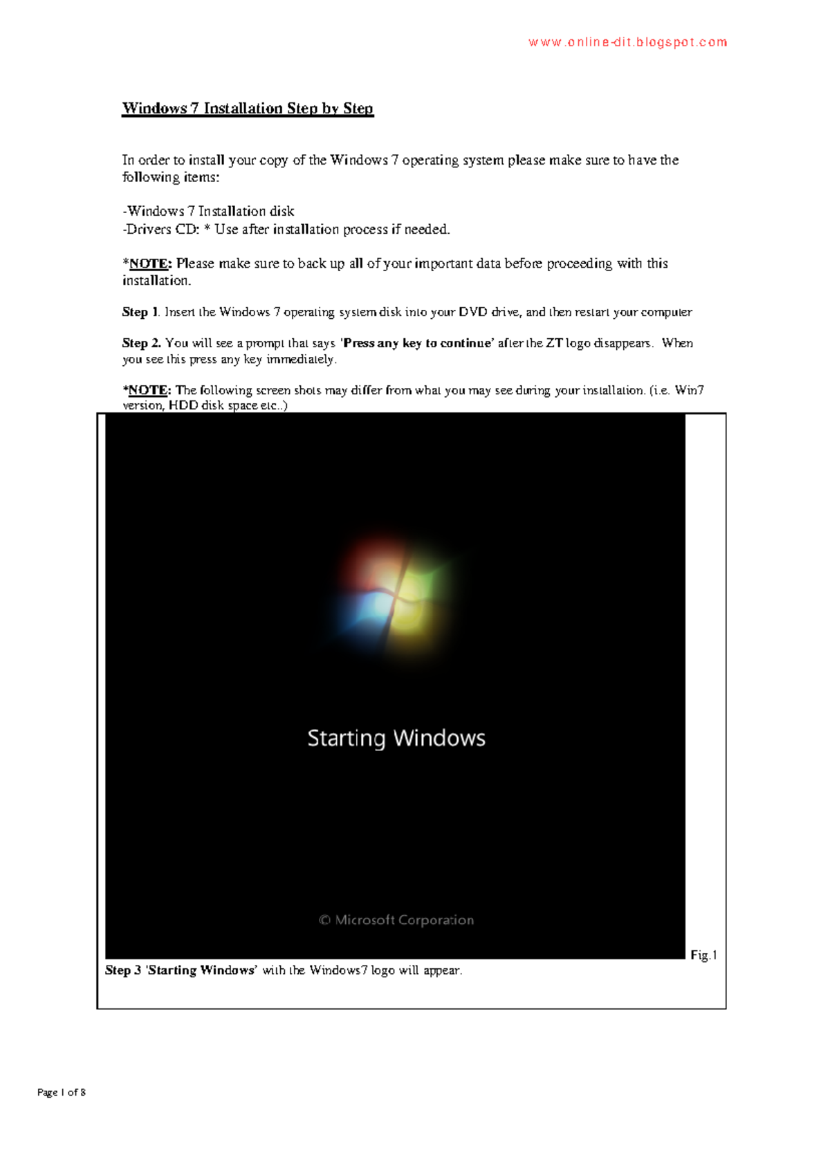 Windows 7 Install - Windows 7 Installation Step by Step In order to ...