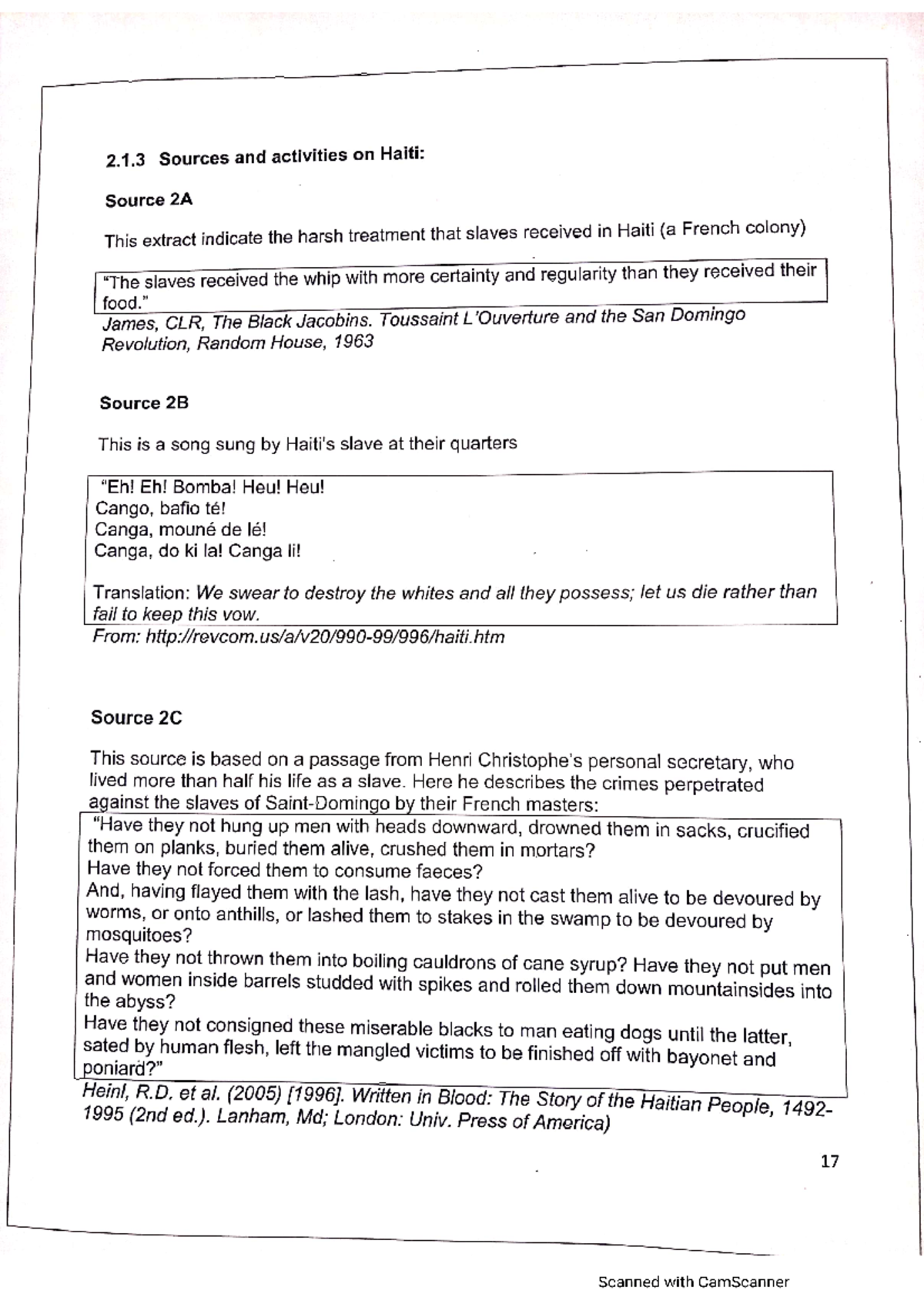 Haiti Revolution - 2.1 Sources and activities on Haiti: Source 2A This ...