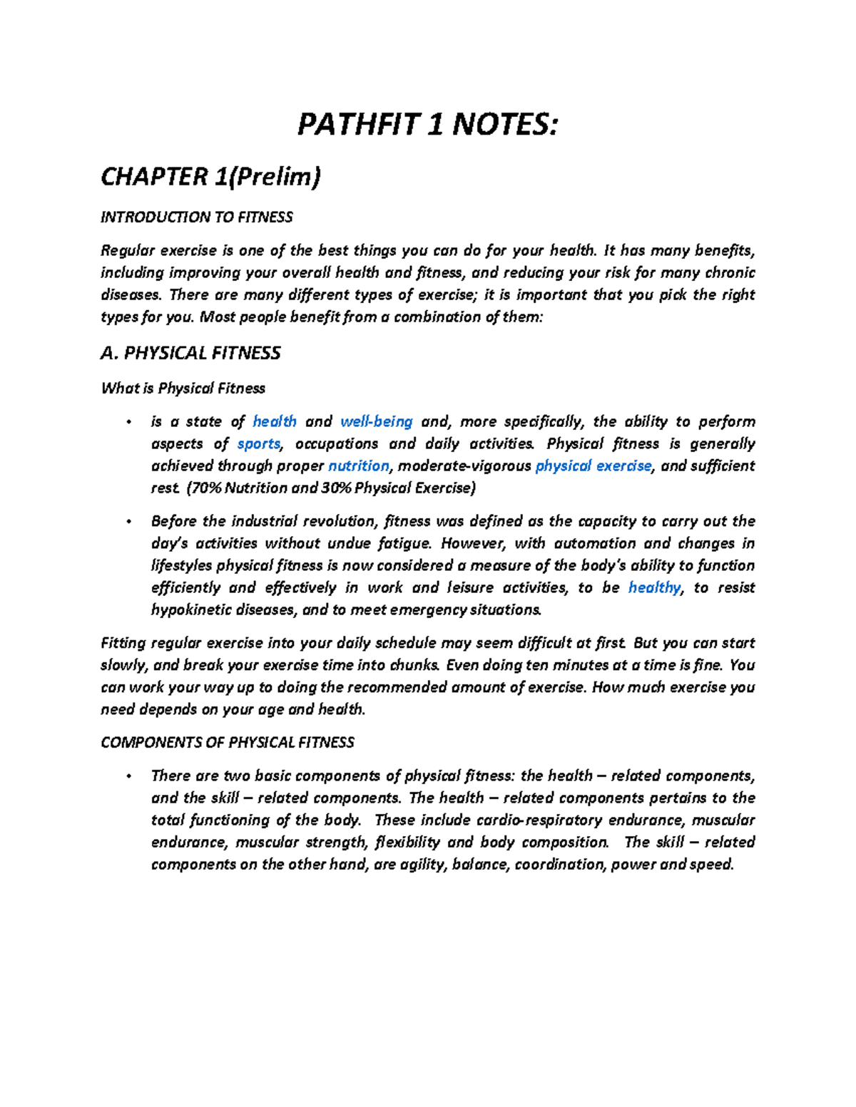 603079007 Pathfit 1 Notes Chapter 1 Prelim - PATHFIT 1 NOTES: CHAPTER 1 ...