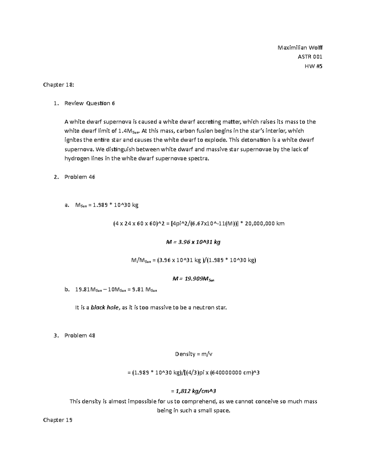 ASTR 001 - HW 5 - A Survey of the Universe Homework 5 Questions and solutions 2022 - Maximilian ...