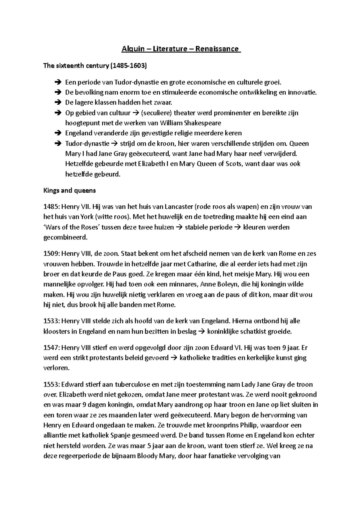 Alquin Renaissance - Alquin – Literature – Renaissance The sixteenth ...