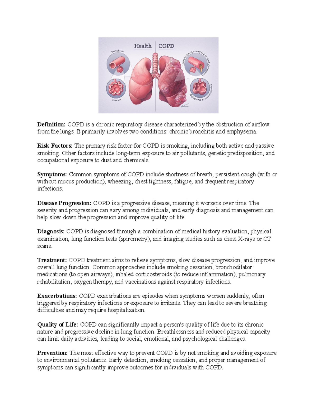 COPD - Review - Definition: COPD is a chronic respiratory disease ...