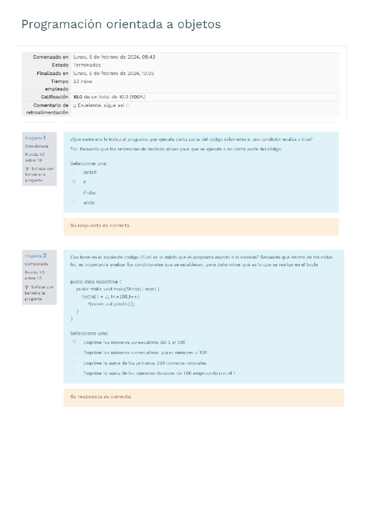 Programacion o o examen semana 4 - Programacion Orientada a Objetos - Studocu