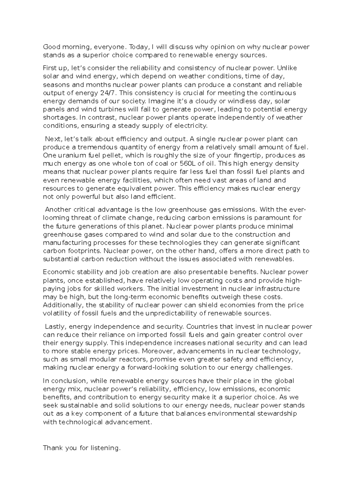 Oral presentation - example - Good morning, everyone. Today, I will ...