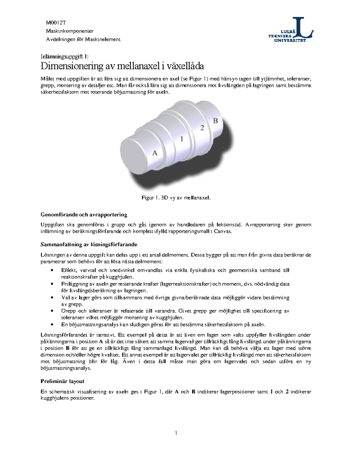 Mellanaxeln instruktion 2021lp3 - Maskinkomponenter Avdelningen för ...