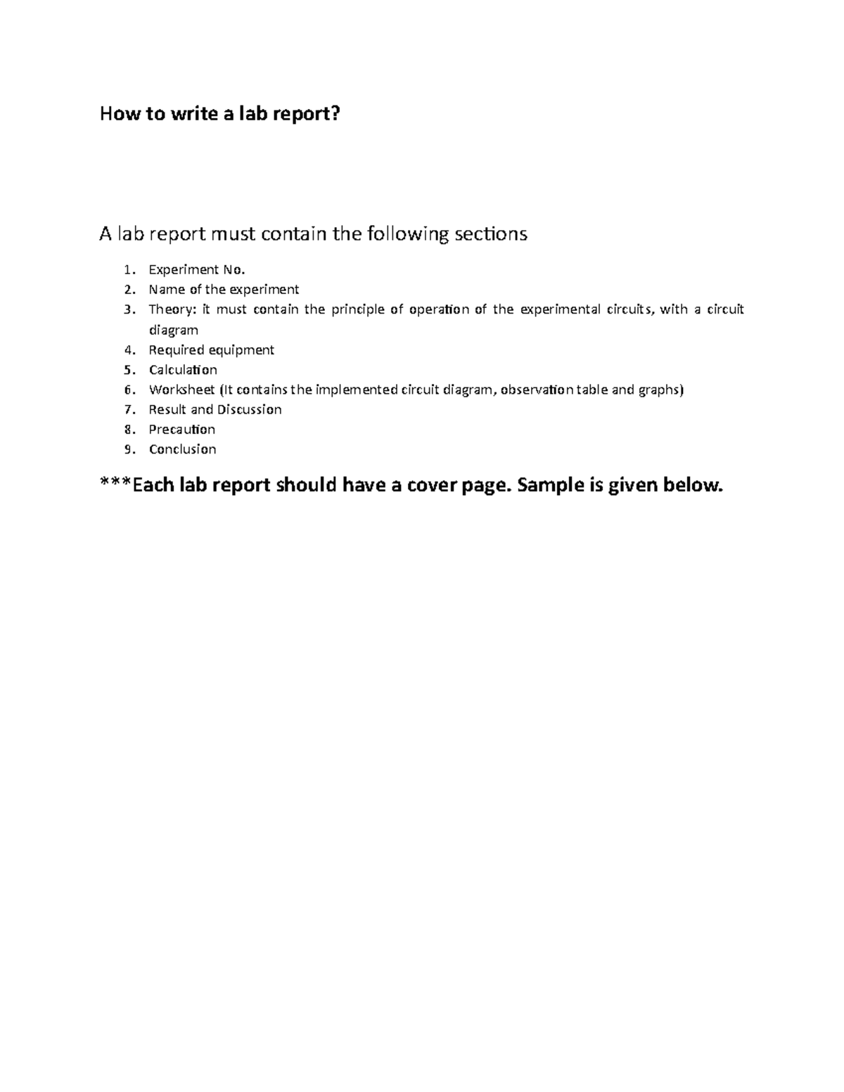 How to write a lab report-8 - Name of the experiment Theory: it must ...