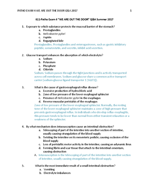 Exam 1 review for exam - Nurs 611 Advanced Pathophysiology Key Points Exam 1: Know Cell ...
