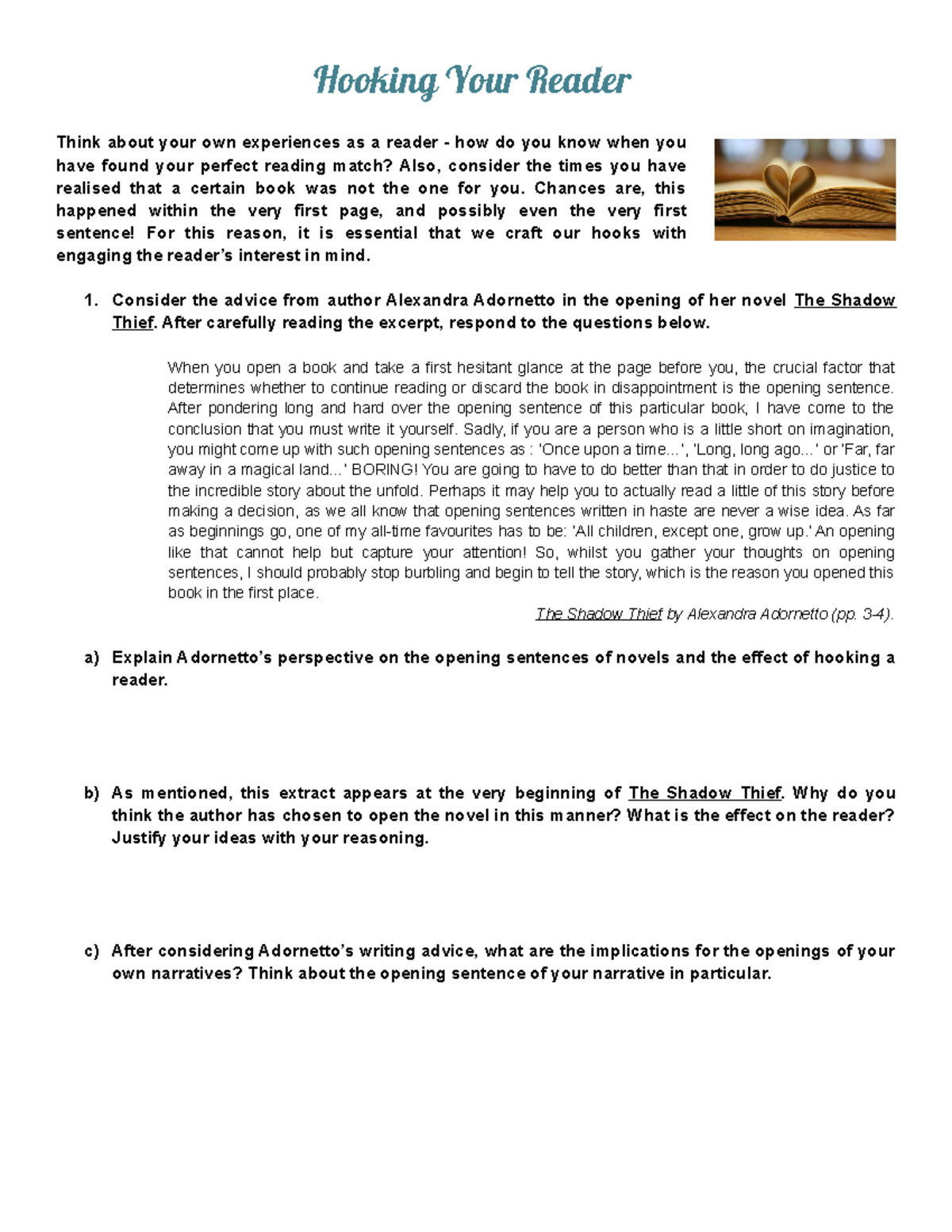 Hooking Your Reader in Creative Writing - Studocu