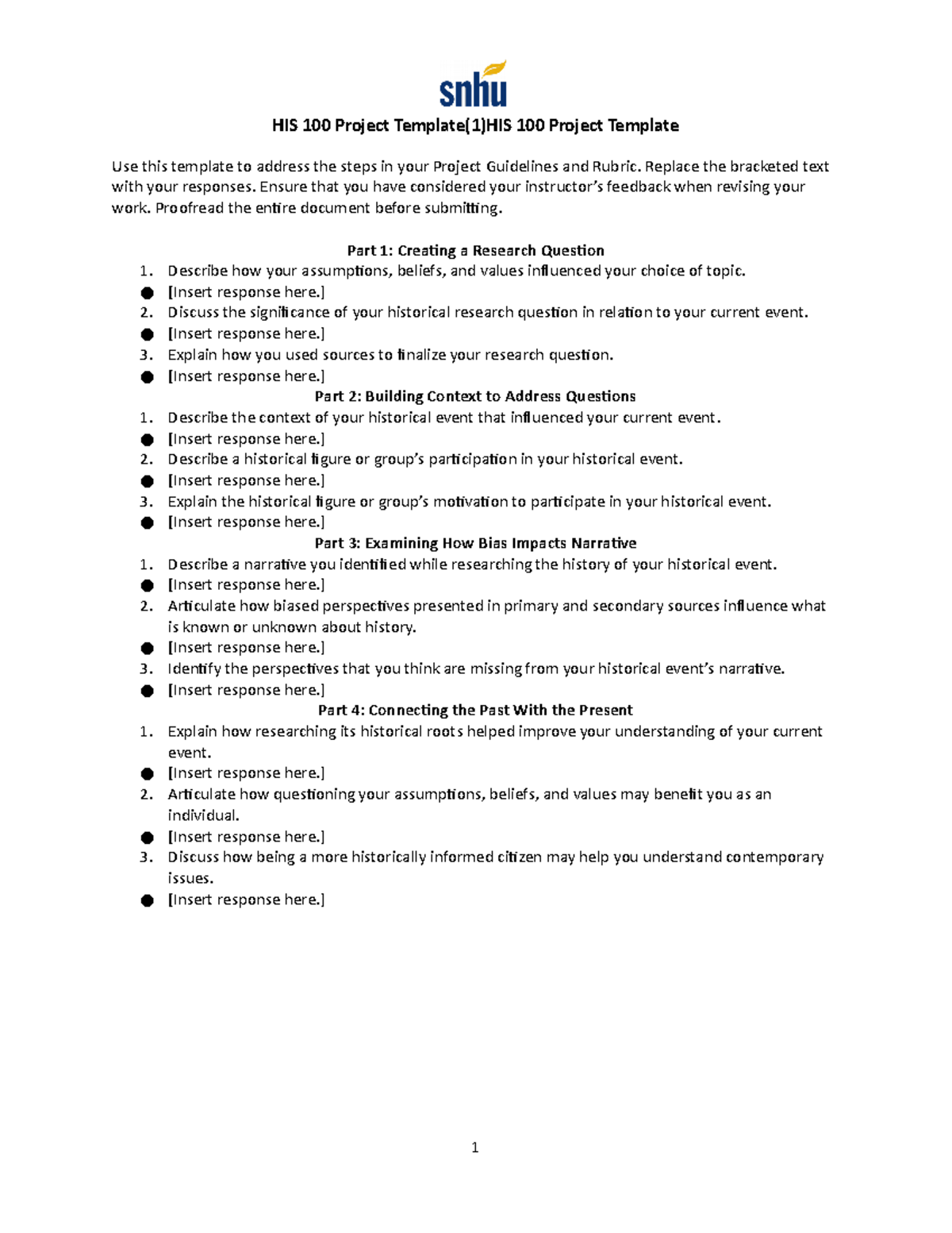 Project Template - HIS 100 Project Template(1)HIS 100 Project Template ...
