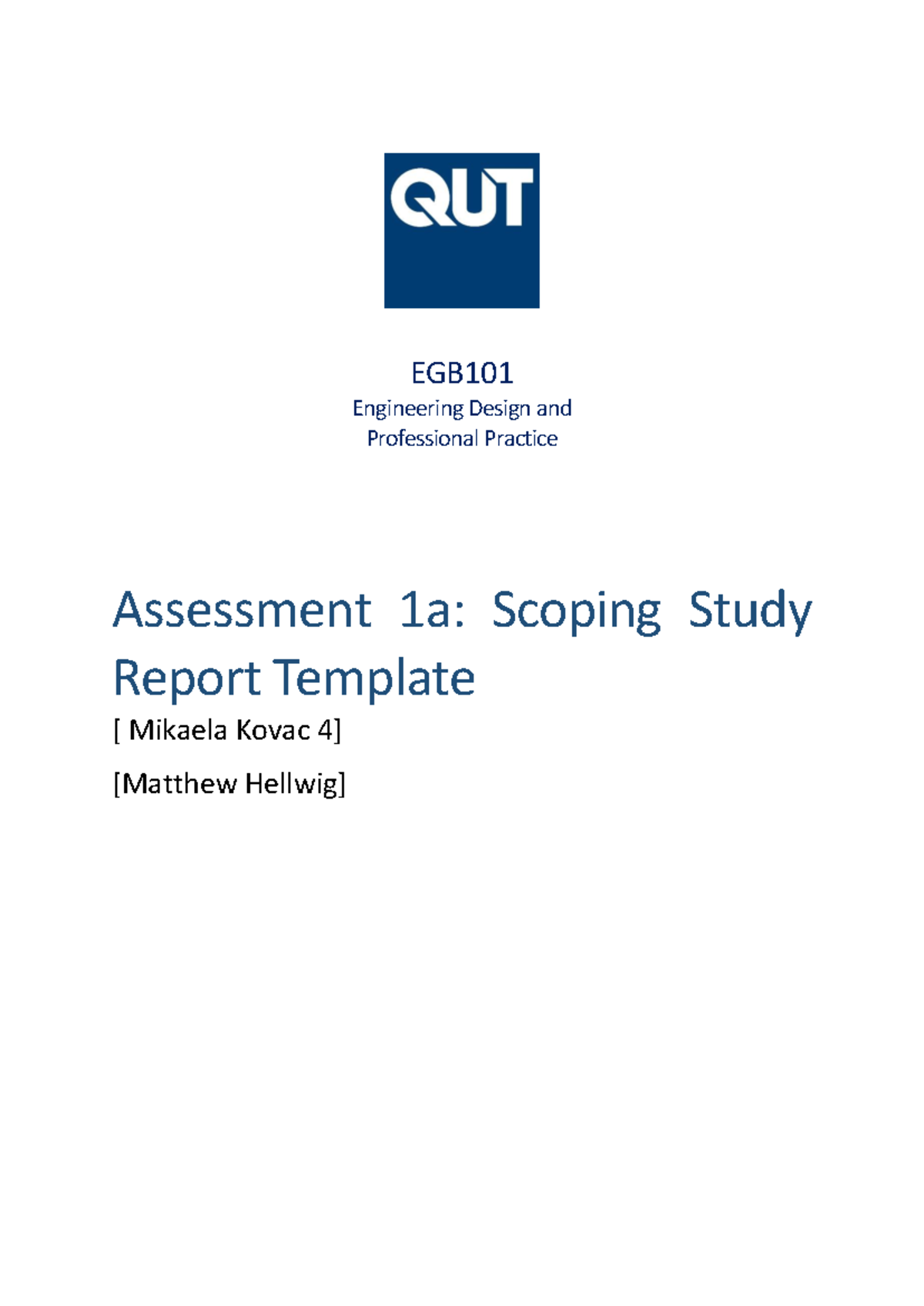 EGB101 S1 2024 Assessment 1a - Scoping Study Template - EGB Engineering ...