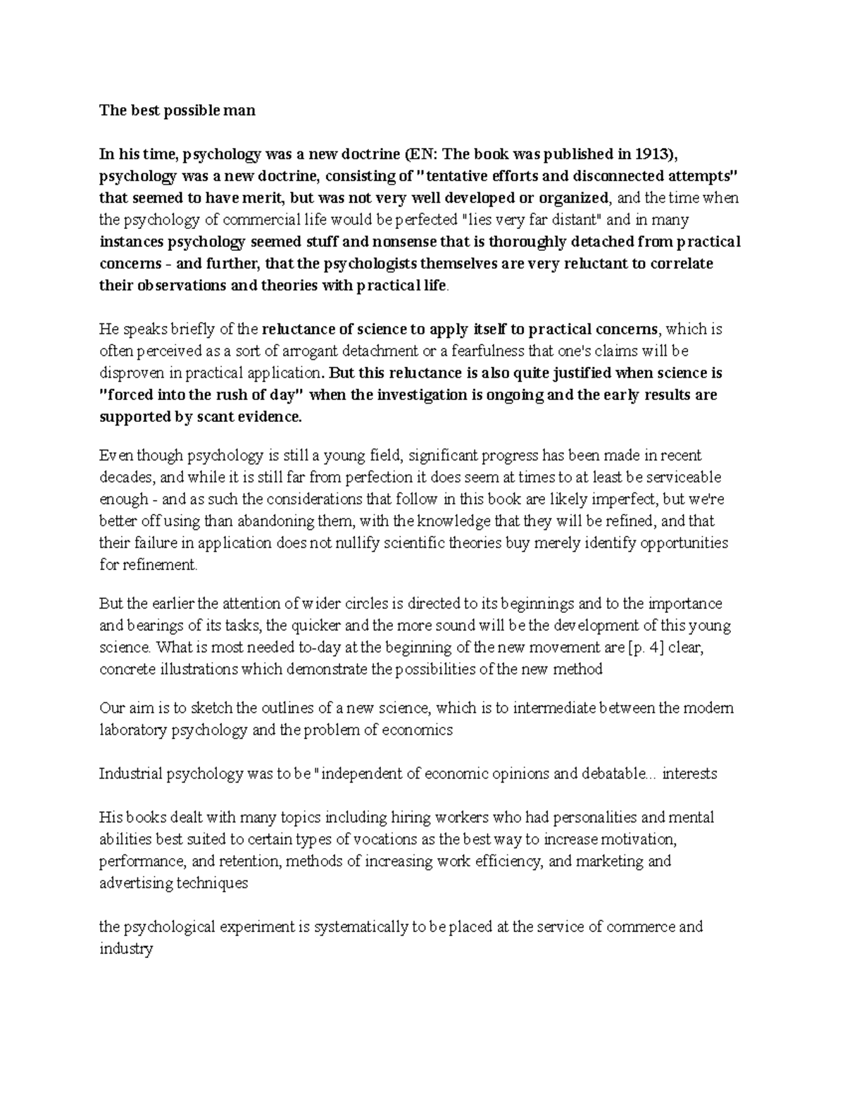 Best Possible Man - The best possible man In his time, psychology was a ...