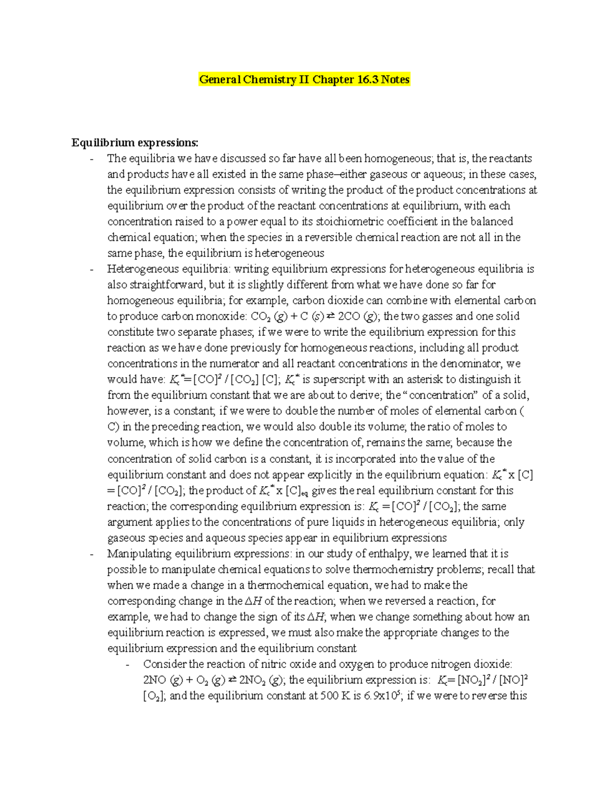 General Chemistry II Chapter 16.3 Notes - General Chemistry II Chapter ...