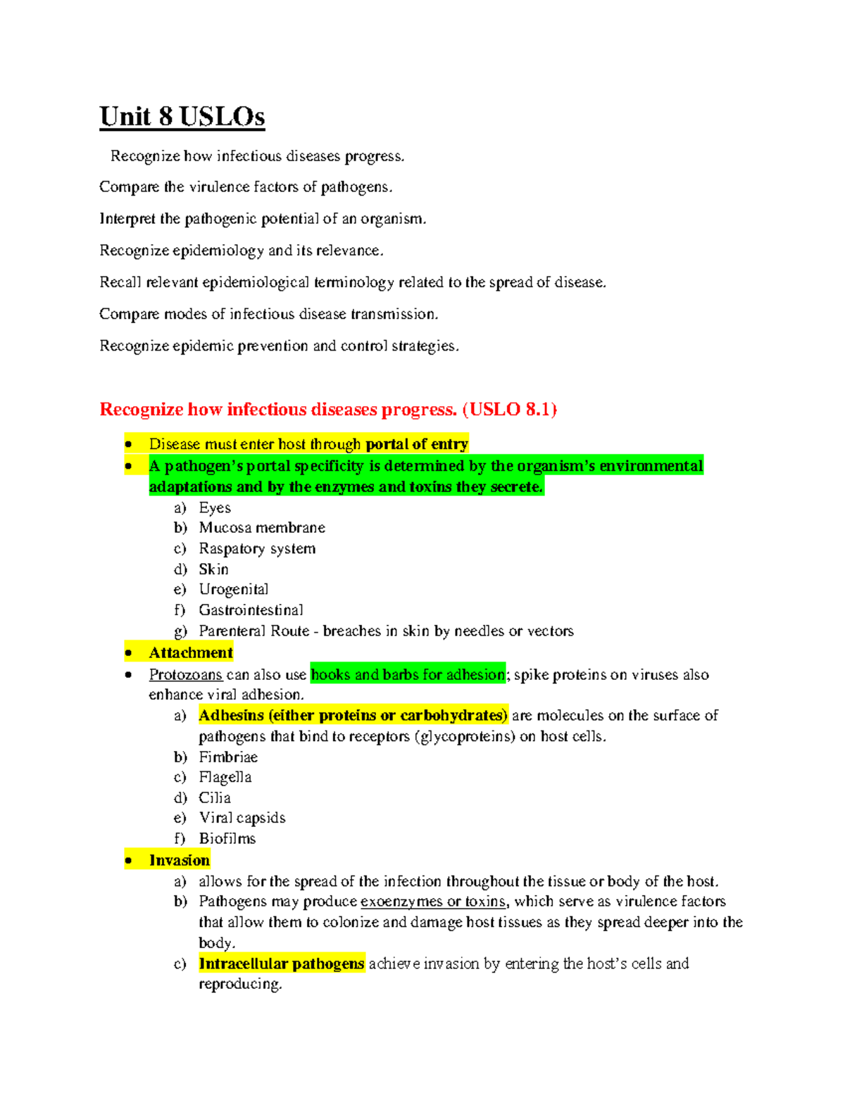 Document 69 - Unit 8 OpenStax summary - Unit 8 USLOs Recognize how ...