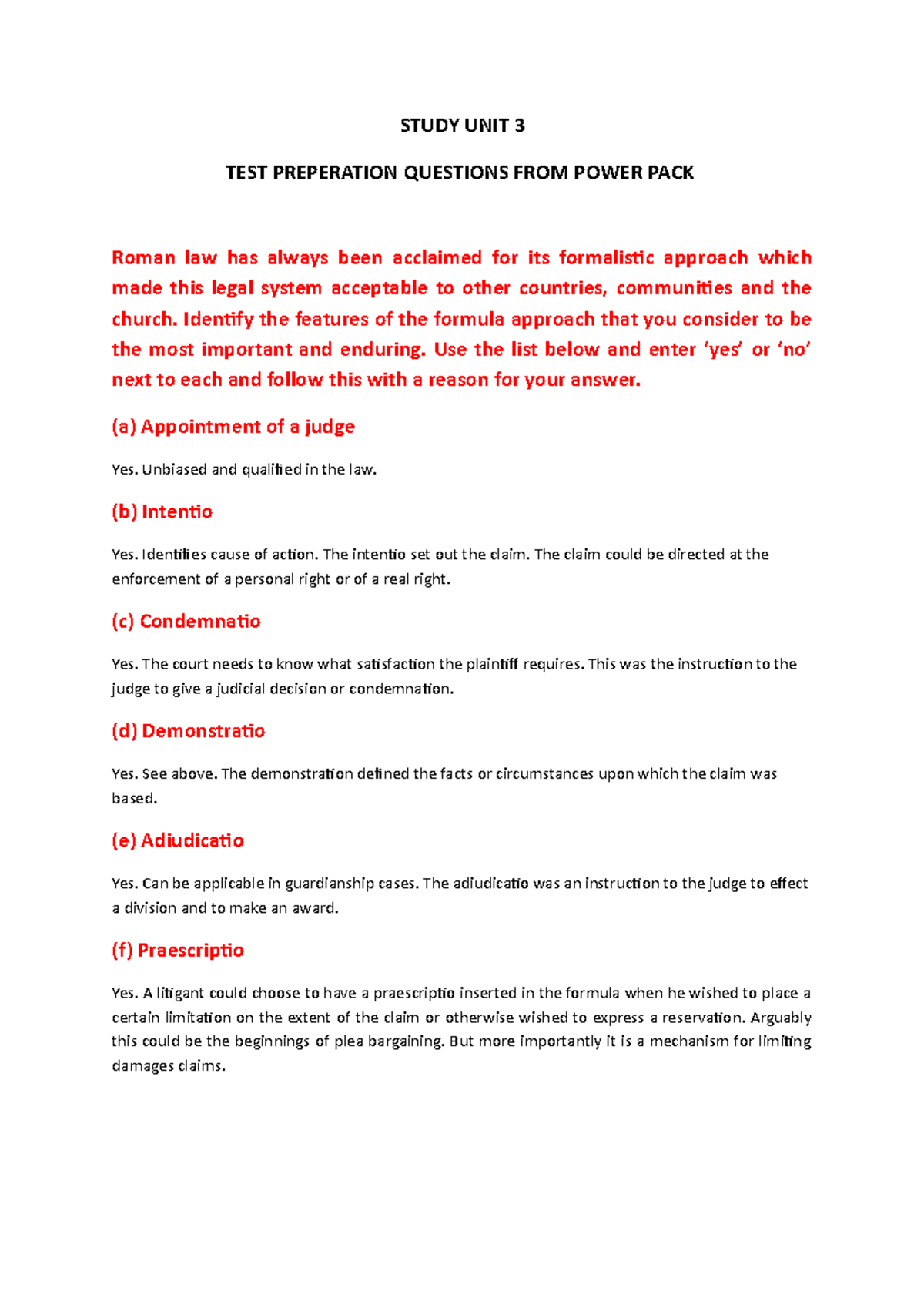 TEST Preperation Questions FROM Power PACK - SU 3 - STUDY UNIT 3 TEST ...