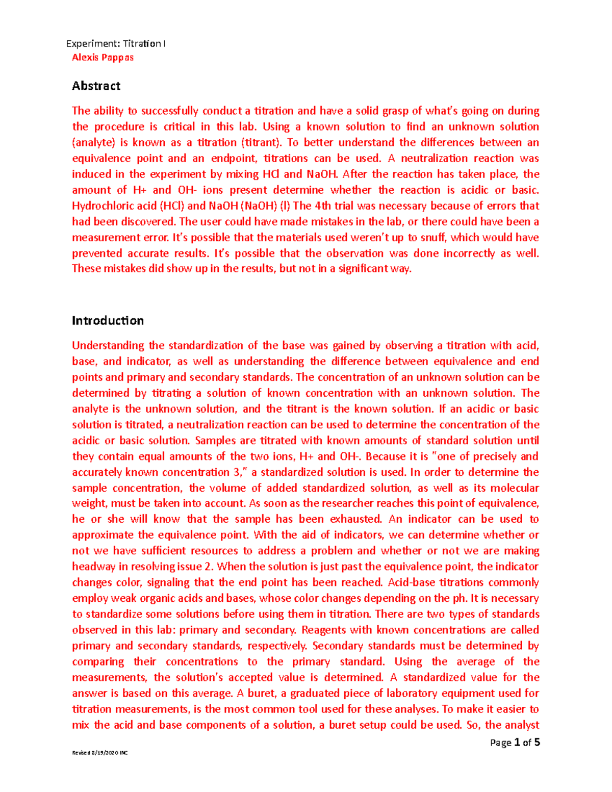 Lab 5 report titration 1(1) - Alexis Pappas Abstract The ability to ...