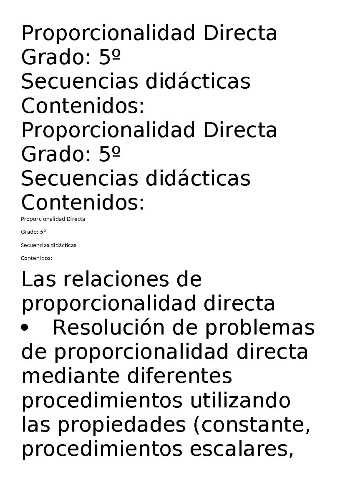 Proporcionalidad Directa - Proporcionalidad Directa Grado: 5º ...