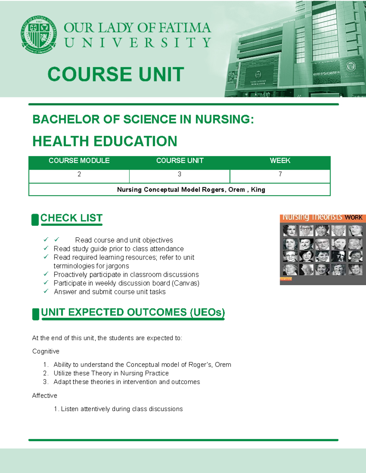 CU 7. Nursing Conceptual Model Roger, Orem updated - BACHELOR OF SCIENCE IN NURSING: HEALTH ...