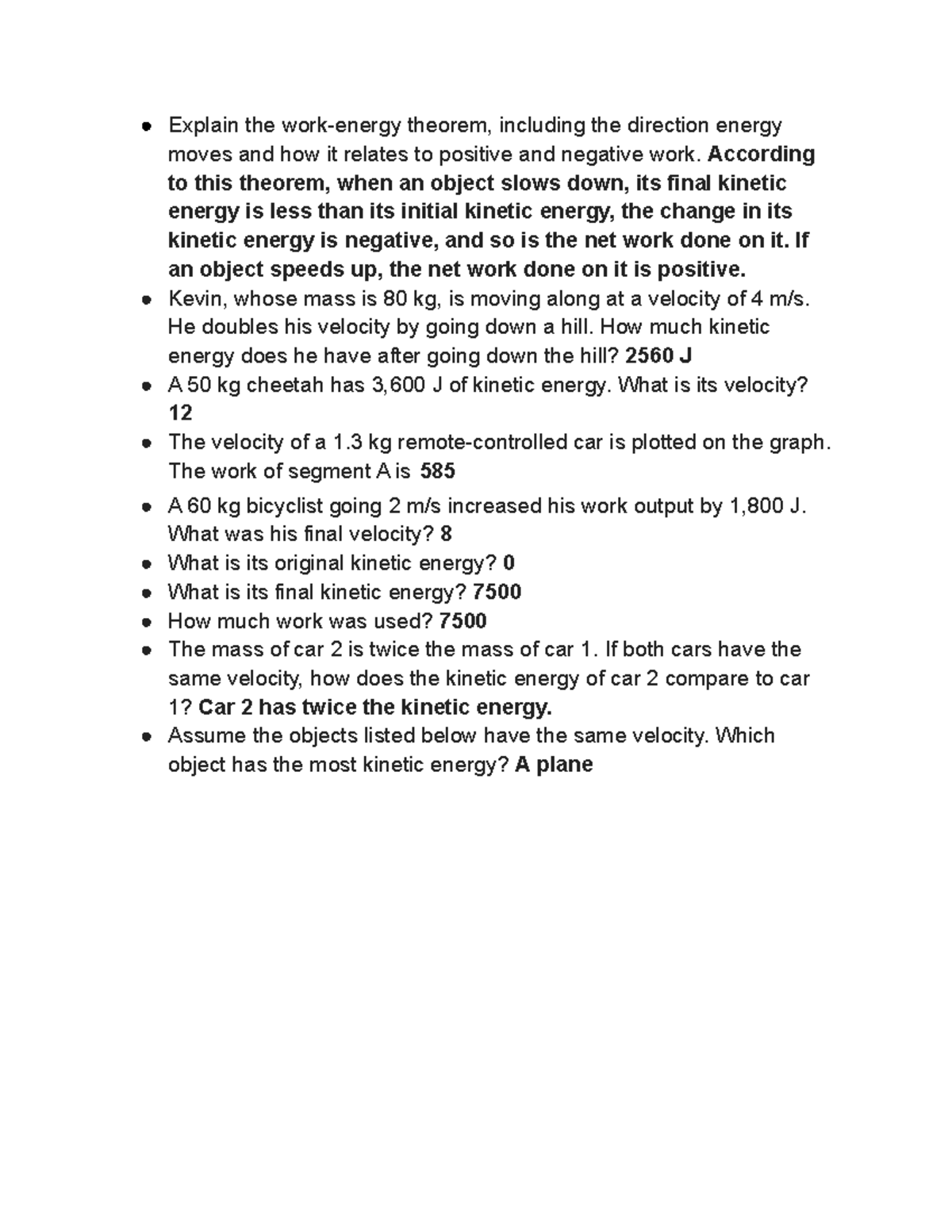 Kinetic Energy - You can use this for your notes. - Explain the work ...