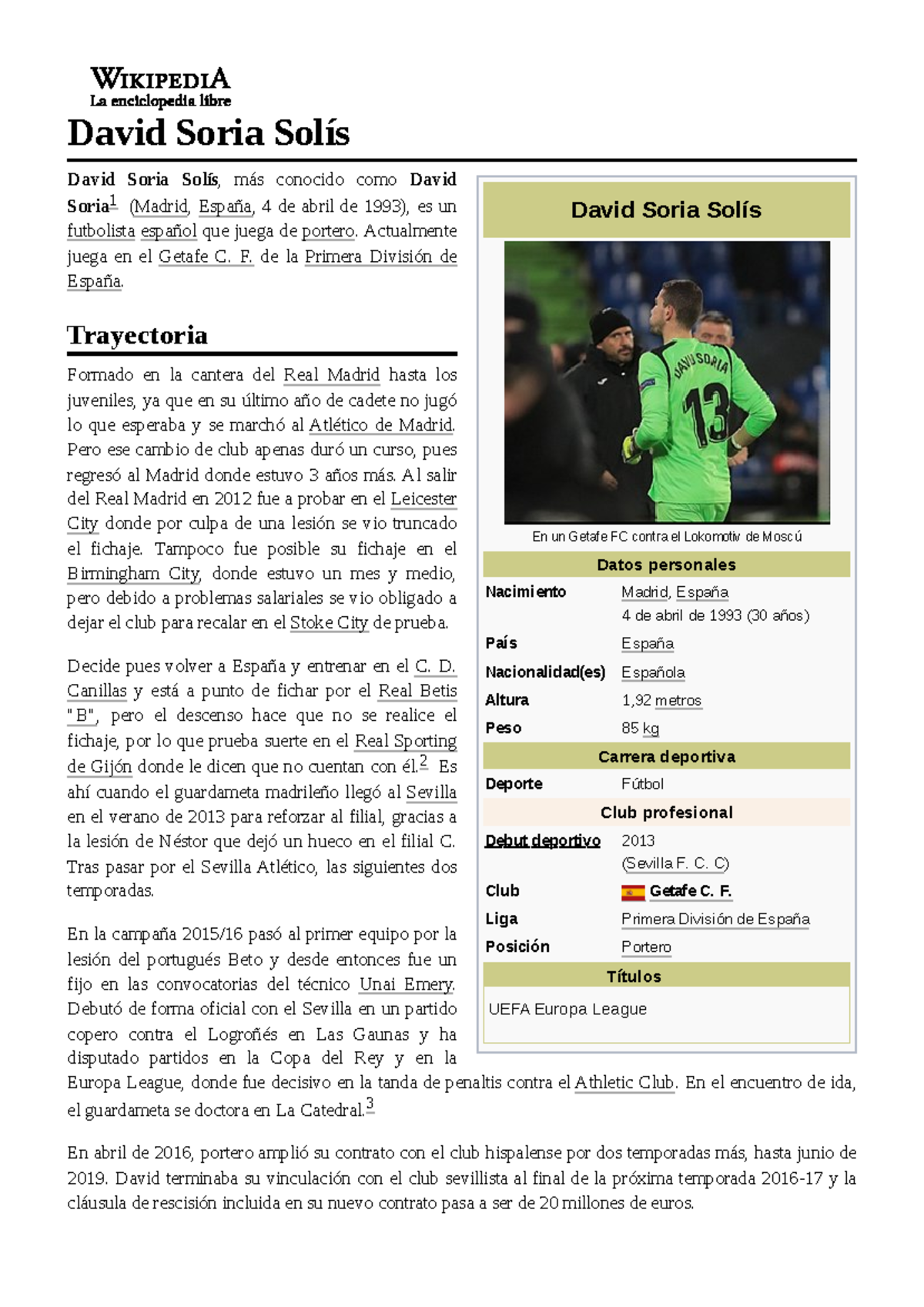 David Soria Solís - dddd - David Soria Solís En un Getafe FC contra el ...