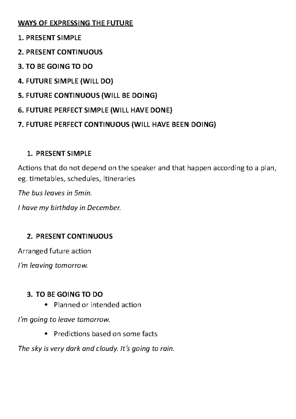 WAYS OF Expressing THE Future BDTNMSFB SF - WAYS OF EXPRESSING THE ...