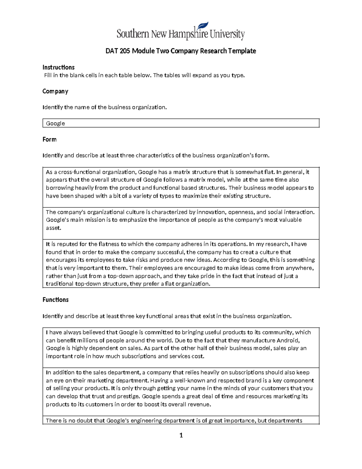 2-3 Assignment Company Research - DAT 205 Module Two Company Research ...