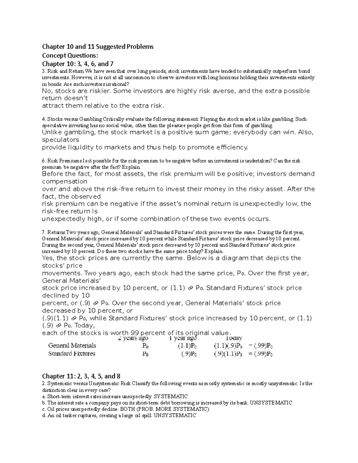 Chapter 10 and 11- finance - Chapter 10 and 11 Suggested Problems ...