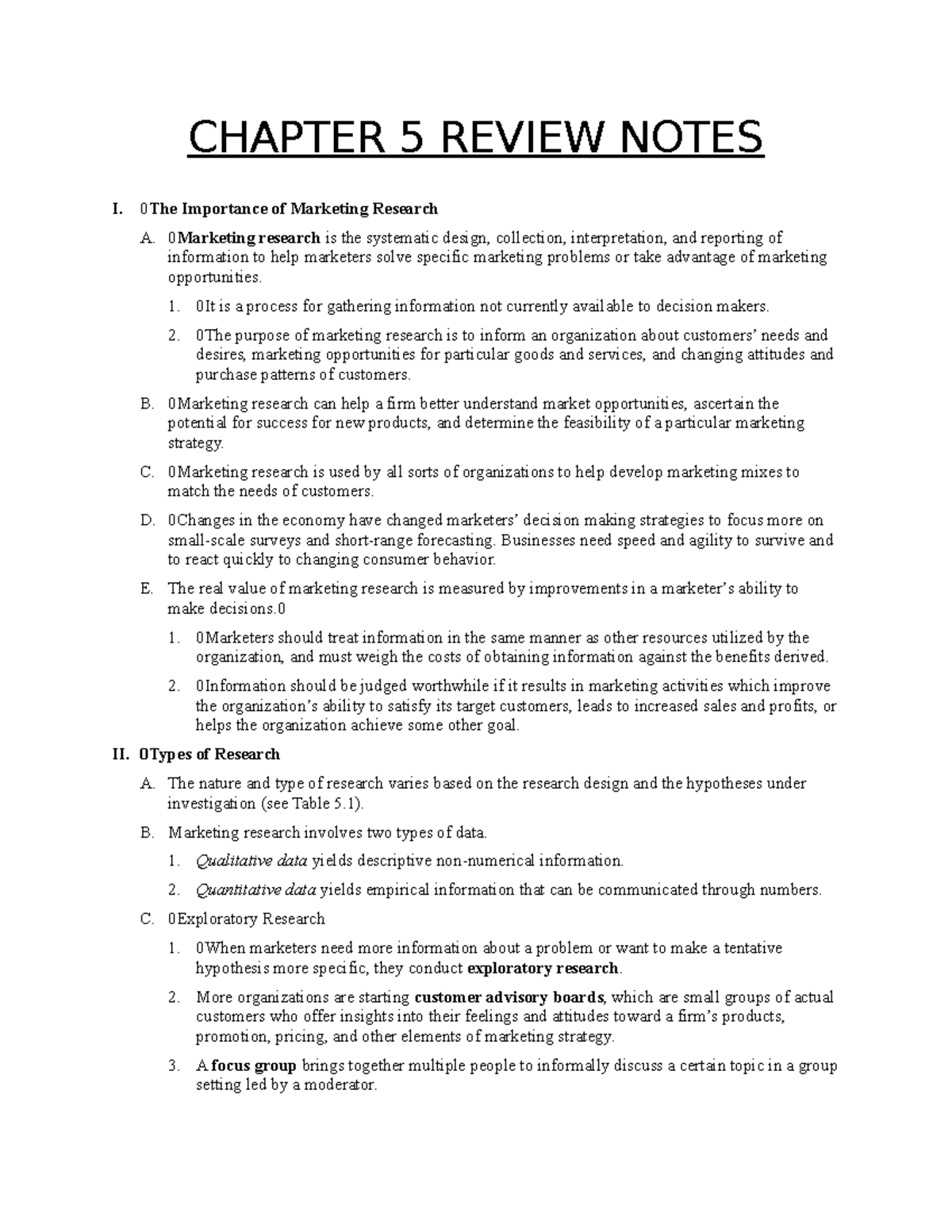 Review Notes - Chapter 5 and 6 - CHAPTER 5 REVIEW NOTES I. 0 The ...