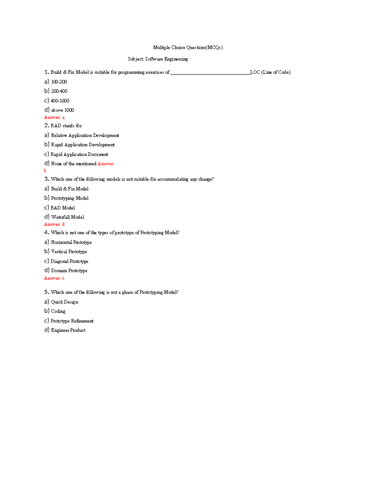 Software Engineering MCQ - Multiple Choice Questions(MCQs) Subject ...