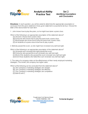 Analytical Ability Practice Test Set 5 - Practice Test Data ...