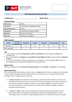 Structure of Chemistry IA Report 2021 V2 - Structure and Content of ...