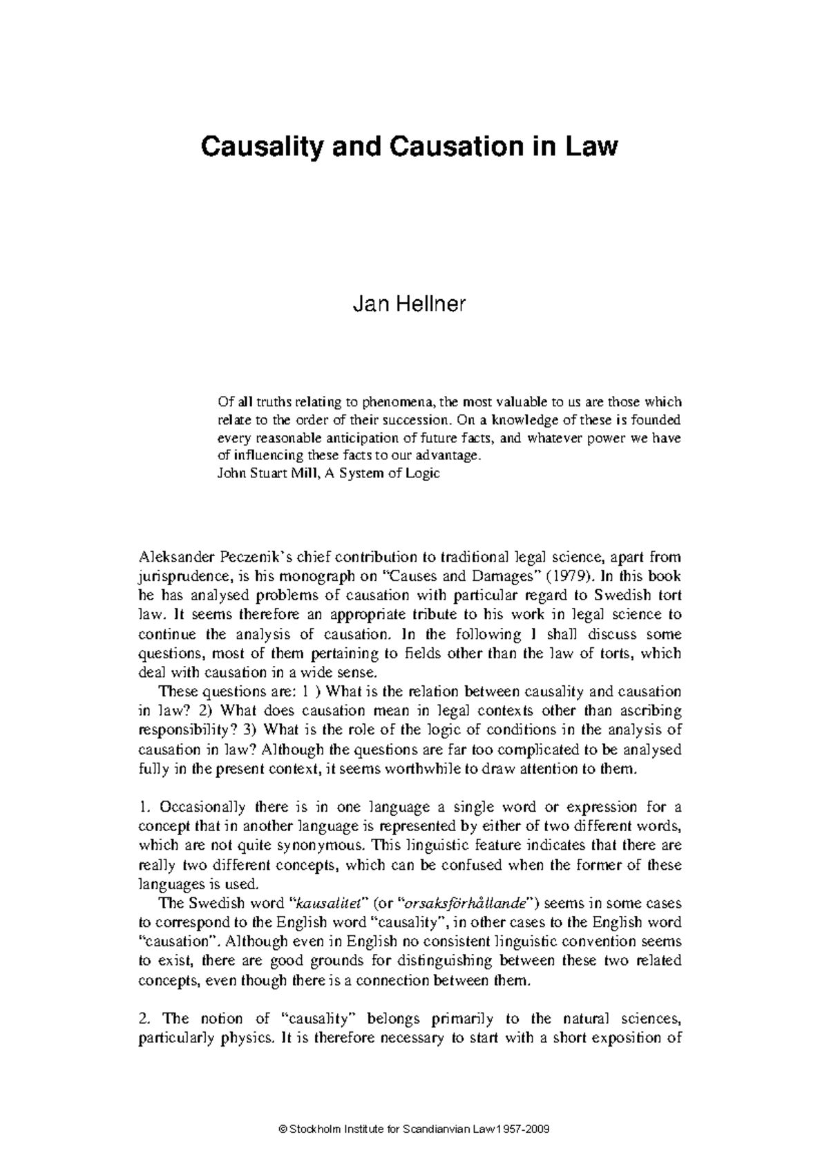 Causation and Causality in Law - Causality and Causation in Law Jan ...