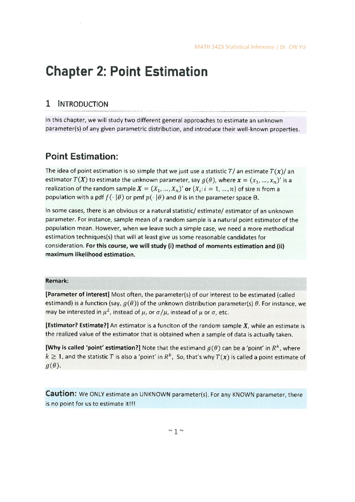 Chapter 2 Stats - ST5201X - Studocu