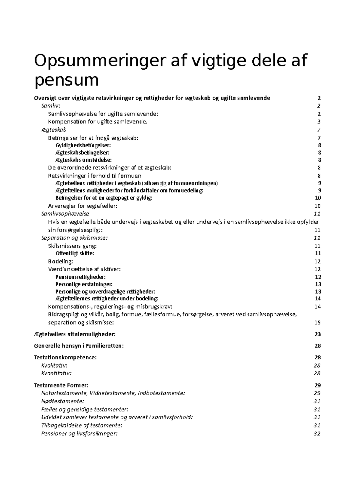 Opsummeringer af vigtige dele af pensum - Opsummeringer af vigtige dele ...