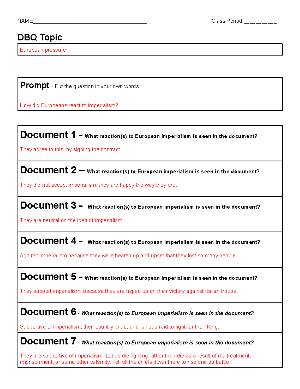Addie Cao - Unit 6 - Imperialism DBQ 2009 AP document sheet for ...